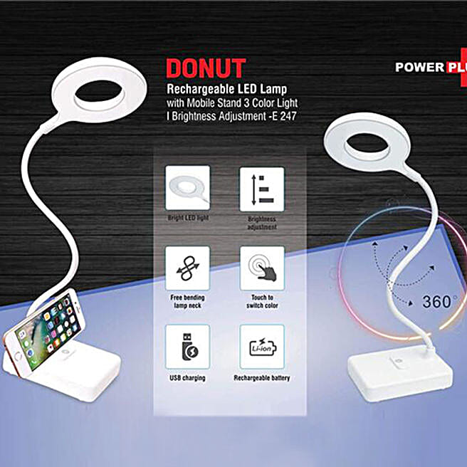 Buy/Send Donut Rechargeable LED lamp with mobile stand 3 Color light ...