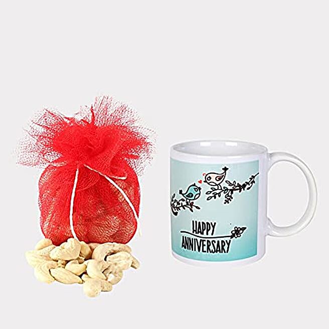 Buy/Send Happy Anniversary Mug With 100G Cashew For MP Online- FNP
