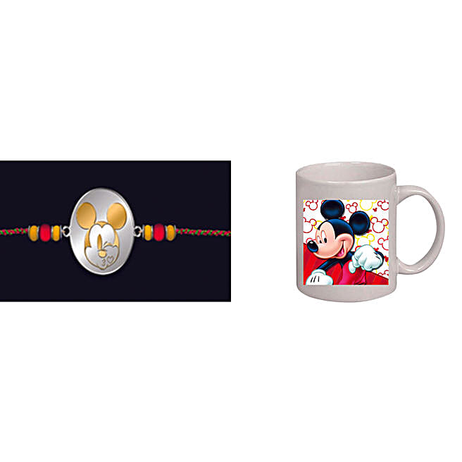 Buy/Send winking micky rakhi with punch mickey mug for mp Online- FNP
