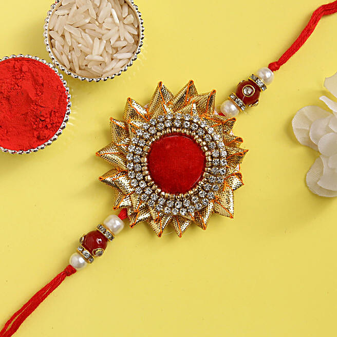 Buy/Send Gota Patti Floral Rakhi Hamper Online- FNP