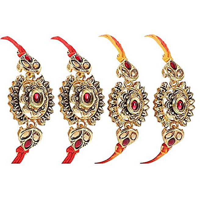 Buy/Send set of 4 round diamond rakhi 28 m Online- FNP