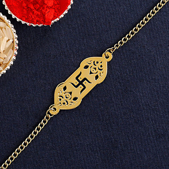 Buy/Send Spiritual Swastika Metal Rakhi Online- FNP