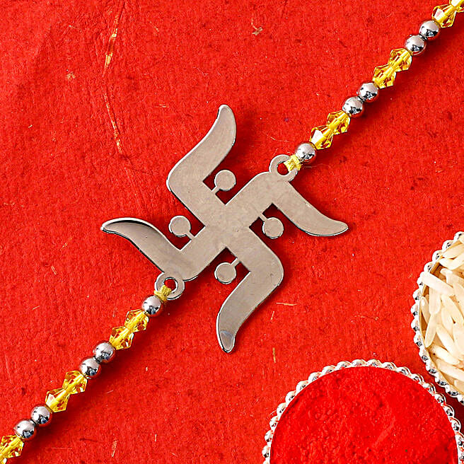 Buy/Send Swastika Premium Metal Rakhi Online- FNP