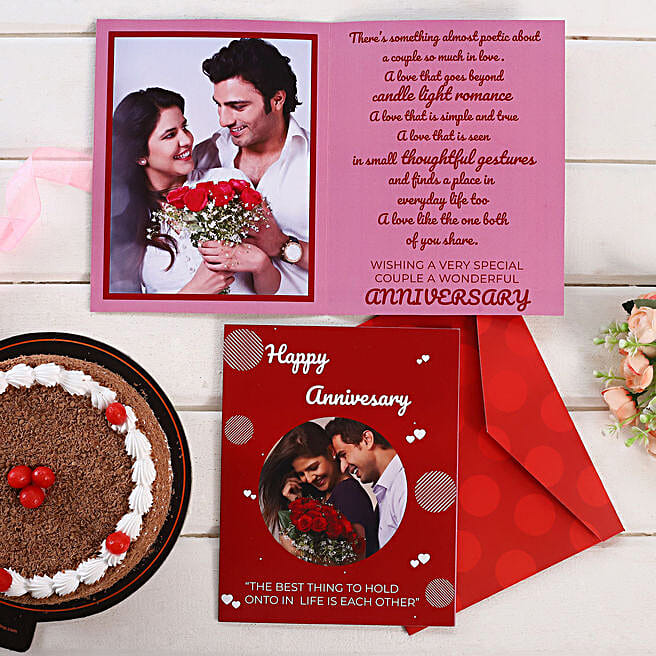 Buy/Send Personalised Red Anniversary Greeting Card Online- Ferns N Petals