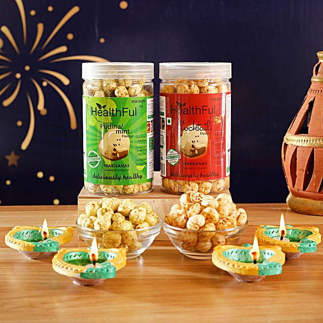 Buy/Send Diwali Wishes Fox Assorted Nuts With Diyas Online- FNP