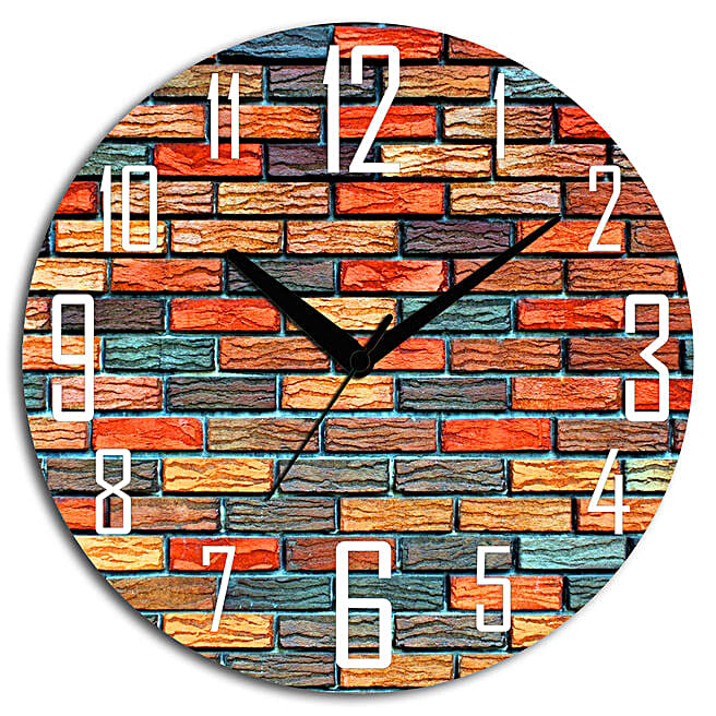 Buy/Send Brick Texture Multicoloured Wall Clock Online- FNP