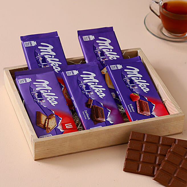 Buy/Send Milka Chocolates Wooden Tray Online- FNP