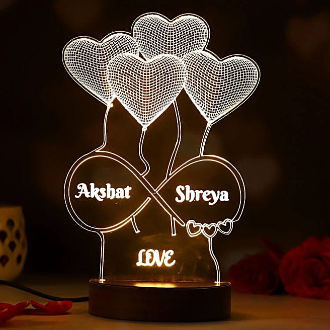 Buy/Send Personalised Hearts 3D Illusion LED Lamp Online- FNP