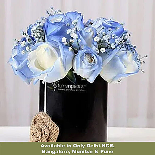 Buy/Send Shaded Love- Blue Roses Arrangement Online- Ferns N Petals
