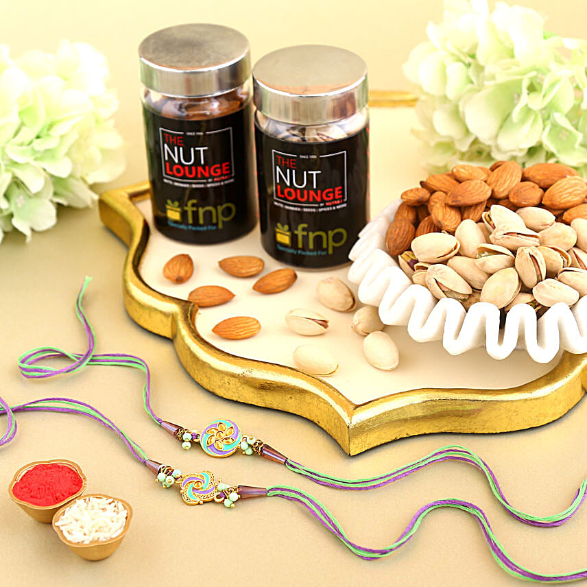 Buy/Send Sneh Meenakari Beads Rakhis N Nutraj Dryfruits Online- FNP Buy/Send Sneh Meenakari Beads Rakhis N Nutraj Dryfruits Online- FNP