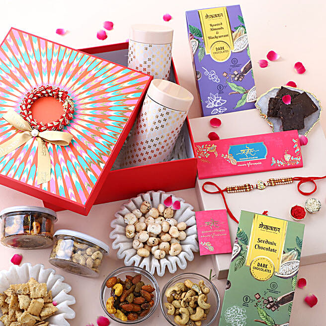 Buy/Send Shakkar Sneh Ganesha Posh Rakhi Sweet Delights Tray Online- FNP