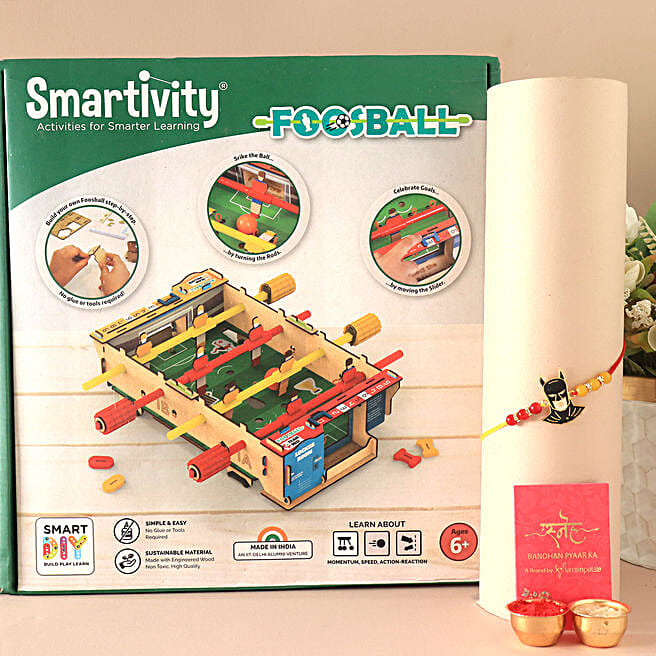 Buy/Send Sneh Batman Rakhi N Smartivity DIY Foosball Online- FNP