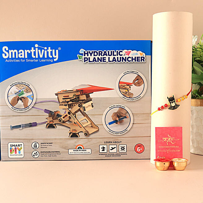 Buy/Send Sneh Batman Rakhi N Smartivity Plane Launcher Online- FNP