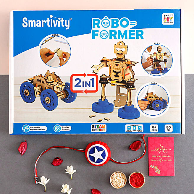 Buy/Send Sneh Captain America Rakhi N Smartivity Rover Bot Online- FNP