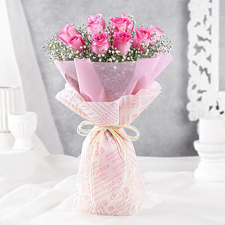 Happy Birthday Pink Roses Bouquet