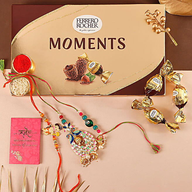 Buy/Send Family Rakhi Set & Ferrero Rocher Moments Online- FNP