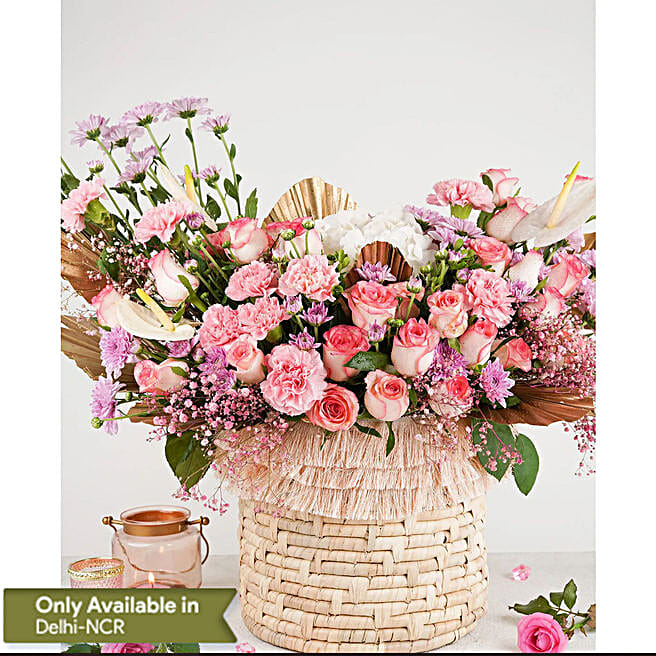 Buy/Send Graceful Mixed Flowers Basket Online- Ferns N Petals