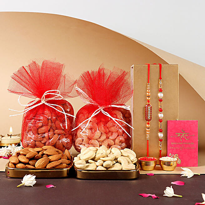 Buy/Send Dry Fruits With Capsule & Pearl Rakhis Online- FNP