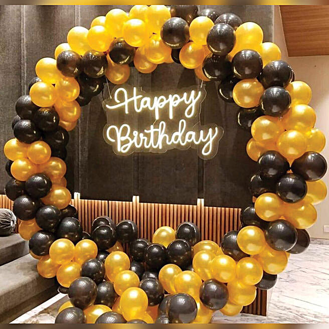 Buy/Send Golden Theme Happy Birthday Décor Online- FNP