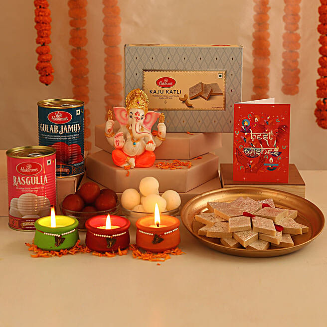 Buy Send Diwali Greetings With Haldirams Sweets Gift Hamper Online Fnp
