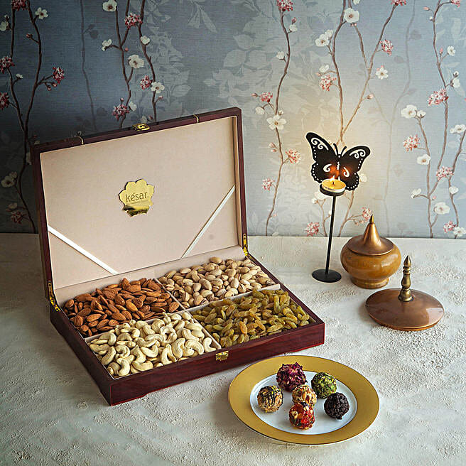 Buy/Send Festive Indulgence Wooden Golden Dori Box Online- FNP