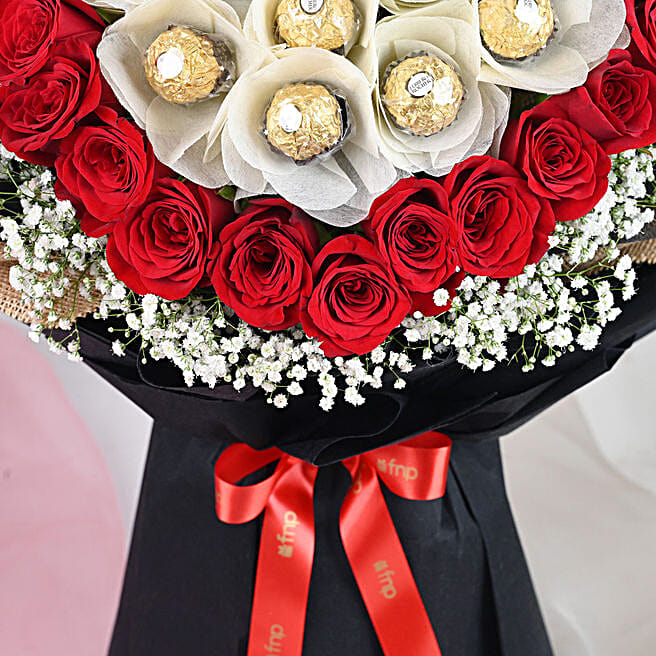 Buy/Send Spectacular Rose Bouquet & Truffle Combo Online- FNP