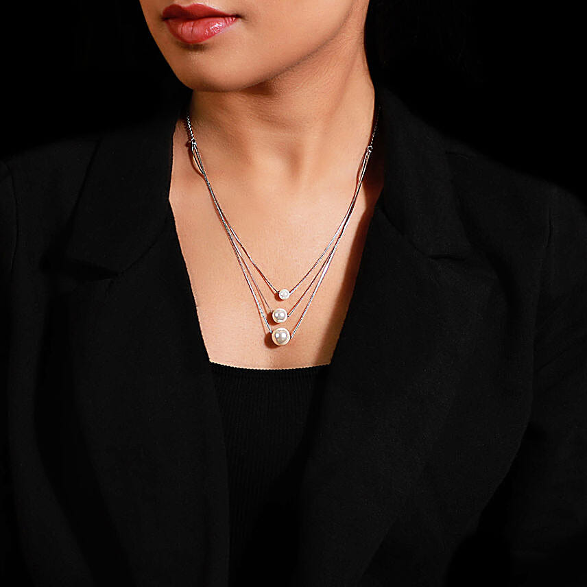 Buy Send Giva 925 Silver Triple Layer Pearl Necklace Online Fnp
