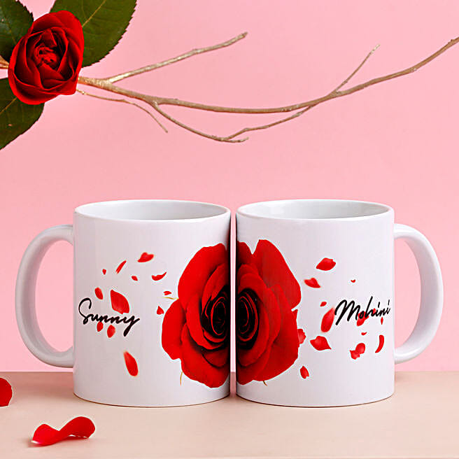 Buy/Send Blooming Love Personalised Mug Set- Hand Delivery Online- FNP