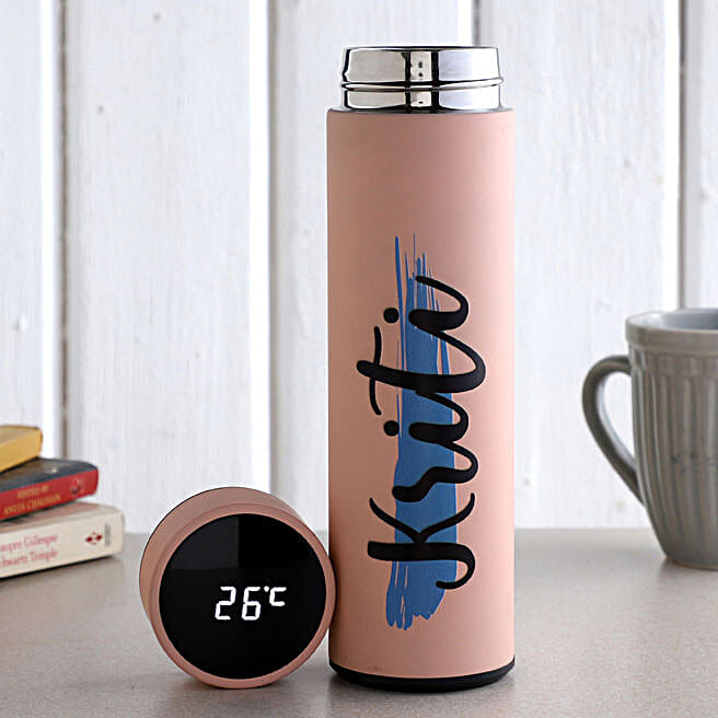 Buy/Send Personalised Pink Temperature Display Bottle Online- FNP