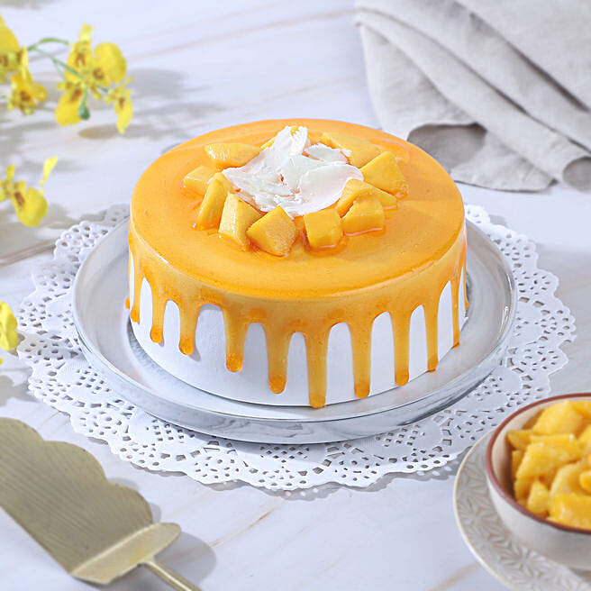 Buy/Send Dripping Mango Cream Cake Online- FNP