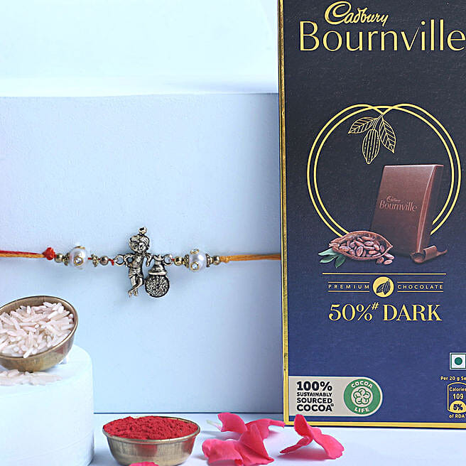Buy/Send Sneh Baby Krishna Rakhi with Cadbury Bournville Online- FNP