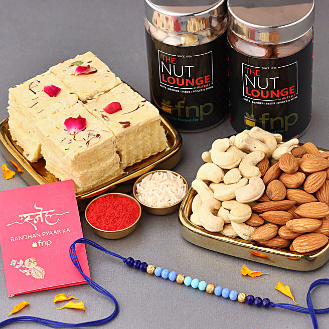 Buy/Send Sneh Ethnic Beads Rakhi & Mithai With Nuts Online- FNP