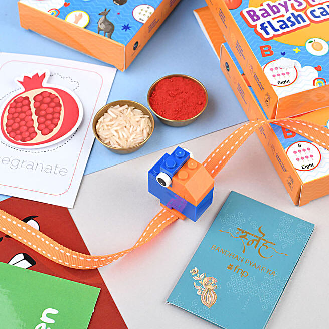 Buy/Send Lego Bird Rakhi & Multiple Flash Cards Gift Hamper Online- FNP
