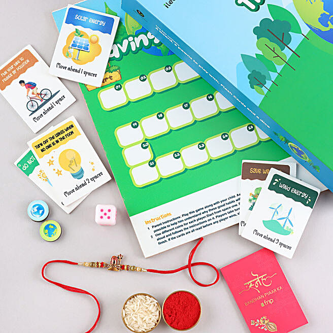 Buy/Send Meenakari Rakhi & Board Game Gift Set Online- FNP
