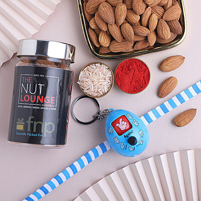 Buy/Send Sneh Kids Push Button Rakhi with Almond Jar Online- FNP
