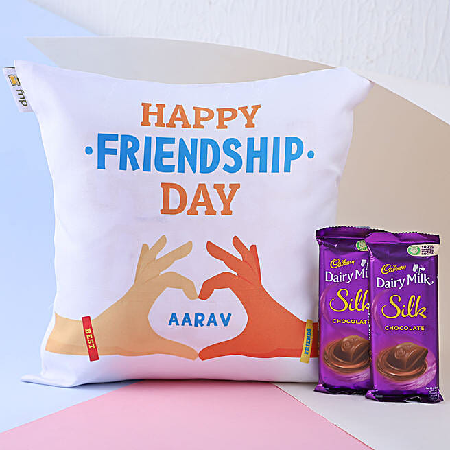 Buy/Send Personalised Friendship Day Cushion & Cadbury Silk Combo ...
