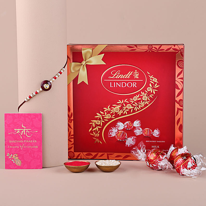 Buy/Send Sweet Affection Sneh Kundan Rakhi Combo Online- FNP Buy/Send Sweet Affection Sneh Kundan Rakhi Combo Online- FNP