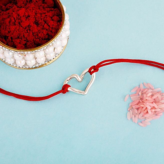 Buy/Send 925 Silver Heart Sibling Rakhi Online- FNP