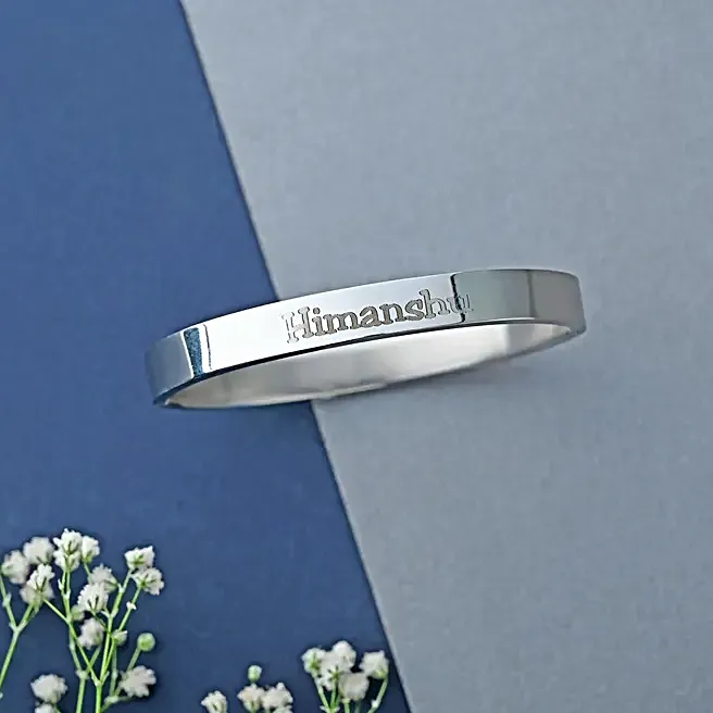 Buy/Send Personalised Silver Round Cuff Bracelet Online- FNP
