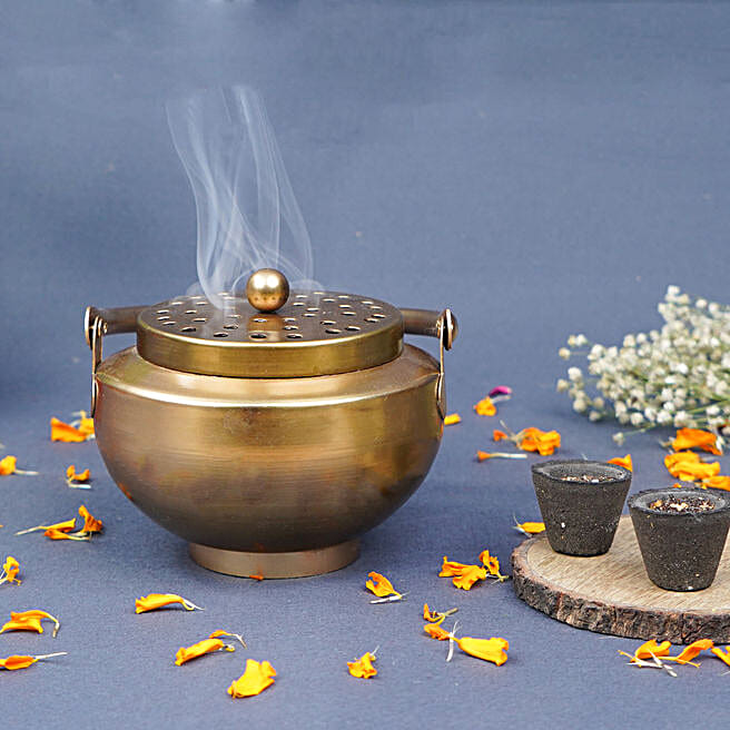 Buy/Send Sacred Elegance Brass Loban Dhoop Daani Online- FNP