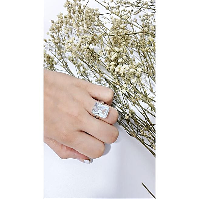 Buy/Send Radiant Silver Adjustable Ring Online- FNP