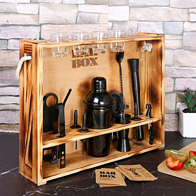 Buy/Send Bar Box Home Bar Set- Black Online- FNP
