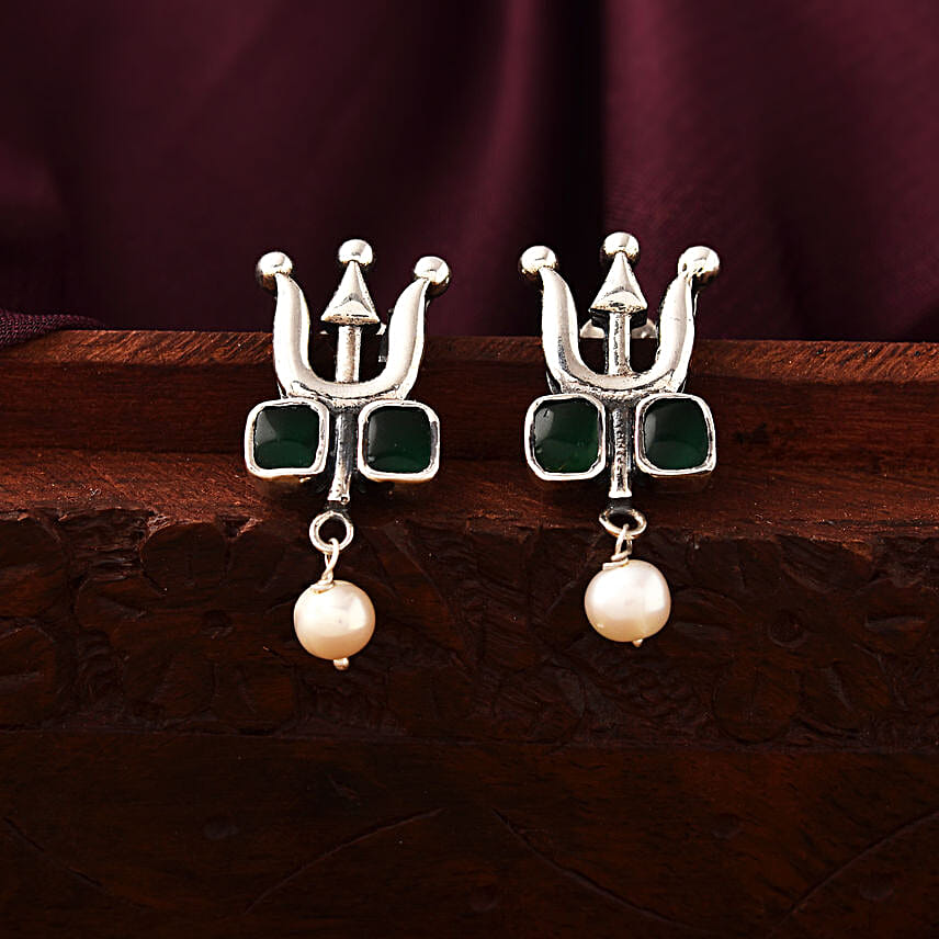 Buy Send 925 Silver Trishul Stud Earrings Online FNP