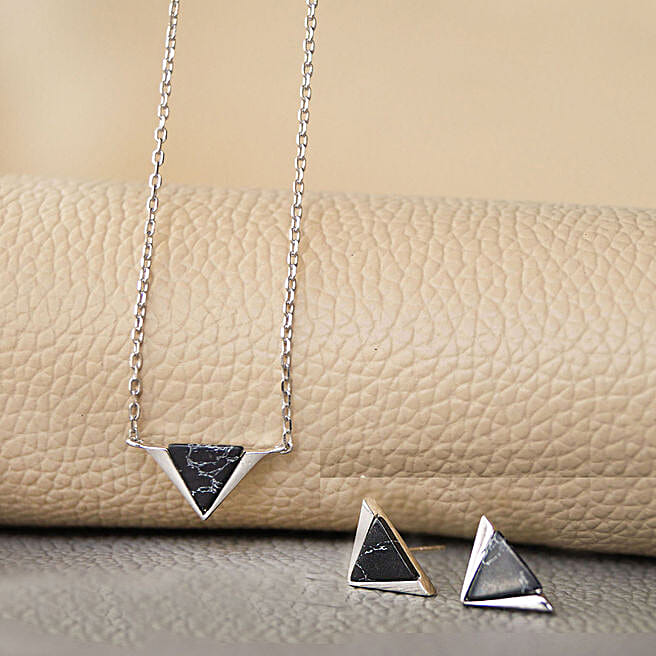 Buy/Send 925 Silver Minaret Necklace Set Online- FNP