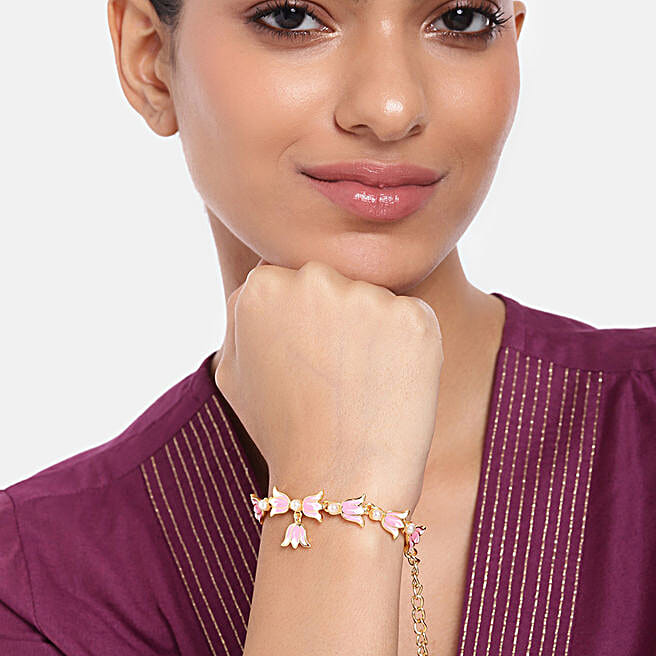 Buy/Send Lotus & Pearls Attractive Bracelet Online- FNP