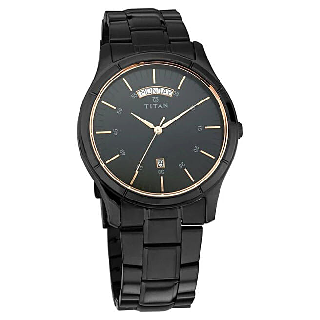 Buy/Send Titan All Black Men's Watch Online- FNP