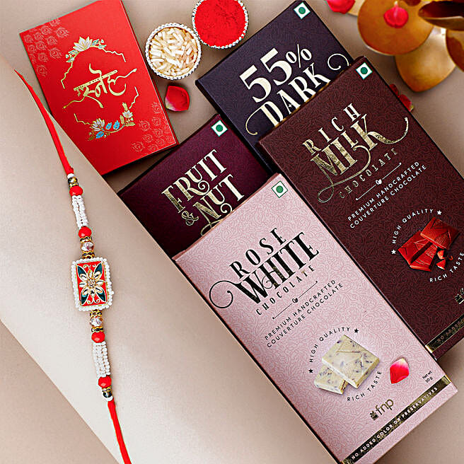 Buy/Send Opulent Pearl Affair Rakhi & Choco Delights Online- FNP