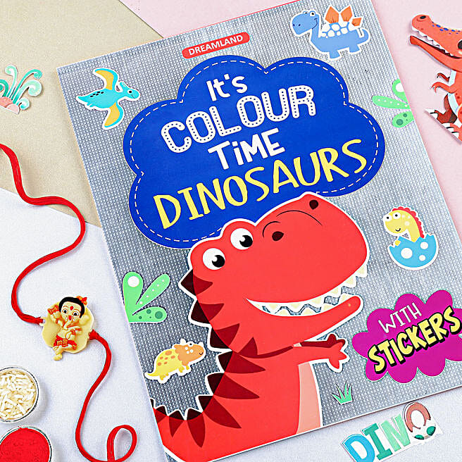 Buy/Send Bal Ganesha Rakhi & Dinosaurs Colouring Book Online- FNP