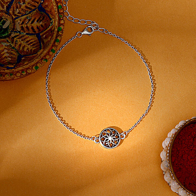 Buy/Send Giva 925 Silver Blooming Flower Rakhi Online- FNP