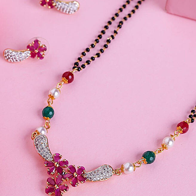 Buysend Estele Classy Floret Designer Mangalsutra Set P Online Fnp 1827